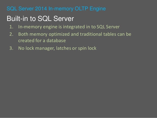 An introduction to SQL Server in-memory OLTP Engine