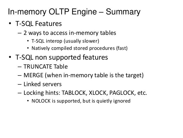 An introduction to SQL Server in-memory OLTP Engine