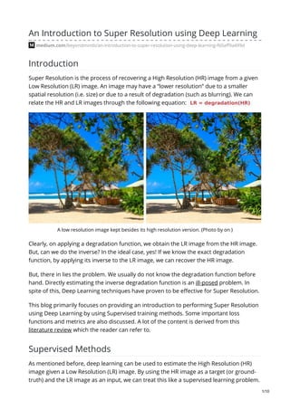 An introduction to super resolution using deep learning | PDF