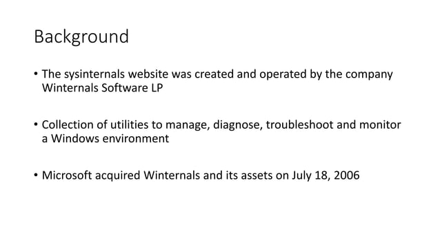 An Introduction to Sysinternals | PPTX
