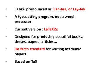 An introduction to TeX and LaTeX | PPT
