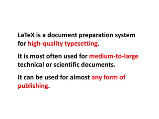 An Introduction To Tex And Latex | Ppt