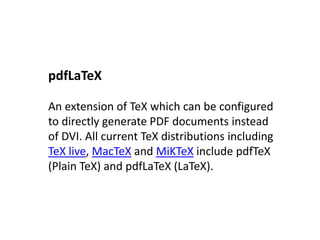 An introduction to TeX and LaTeX | PPT