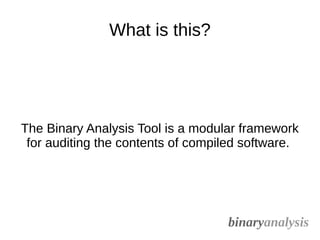 An Introduction to the Binary Analysis Tool | PPT