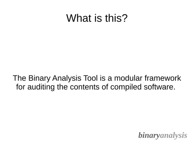 An Introduction to the Binary Analysis Tool | PPT