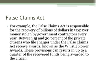 An Introduction to the False Claims Act | PPTX