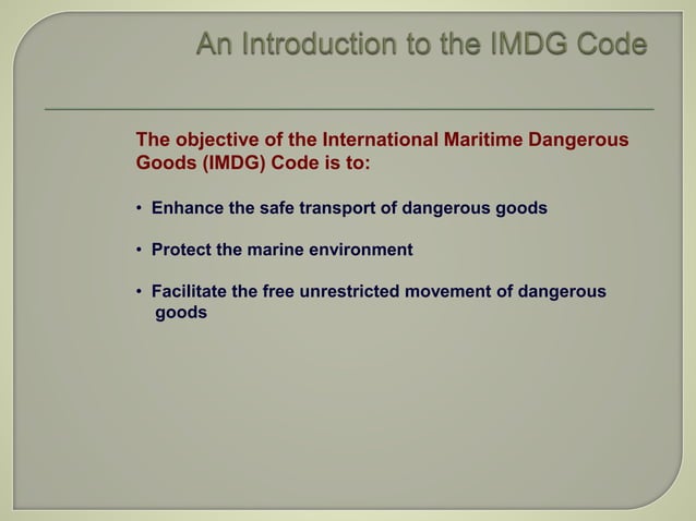 An introduction to the imdg code | PPT