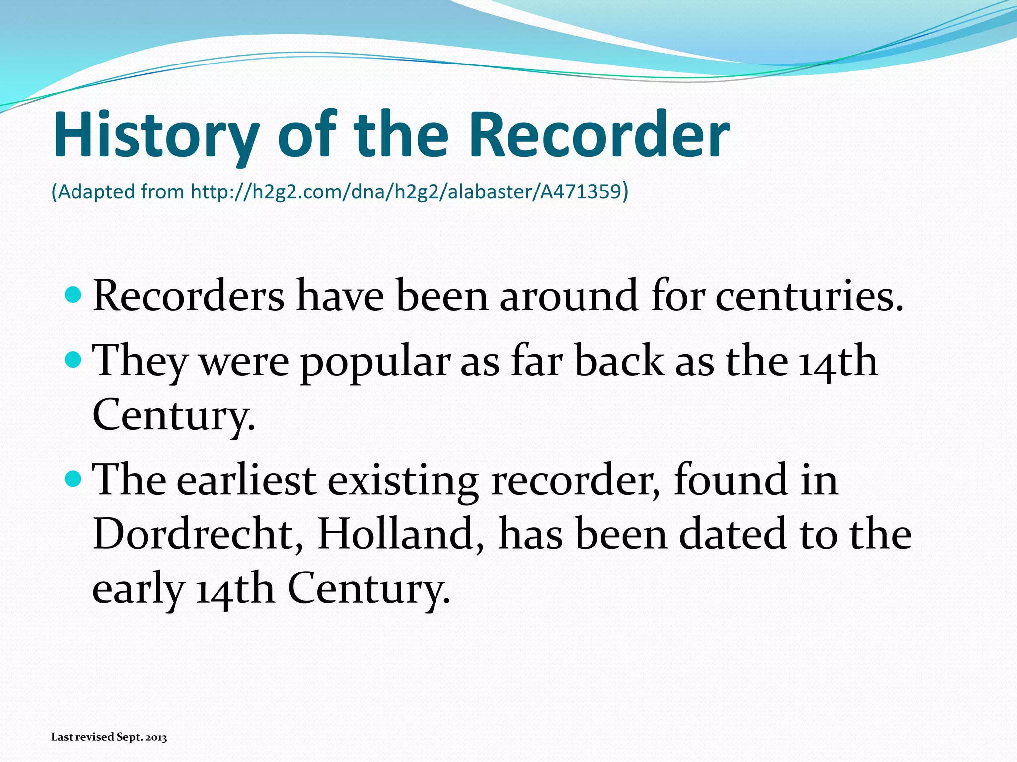 An introduction to the Recorder | PPTX