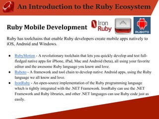 An introduction to the ruby ecosystem | PPT