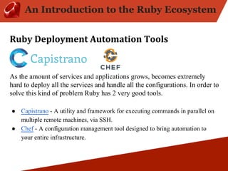 An introduction to the ruby ecosystem | PPT