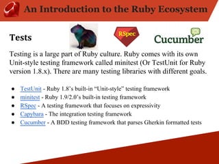 An introduction to the ruby ecosystem | PPT