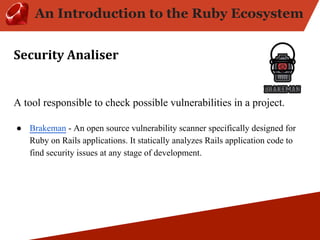 An introduction to the ruby ecosystem | PPT