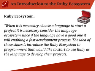 An introduction to the ruby ecosystem | PPT