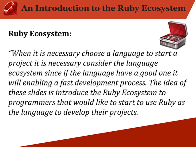 An introduction to the ruby ecosystem | PPT