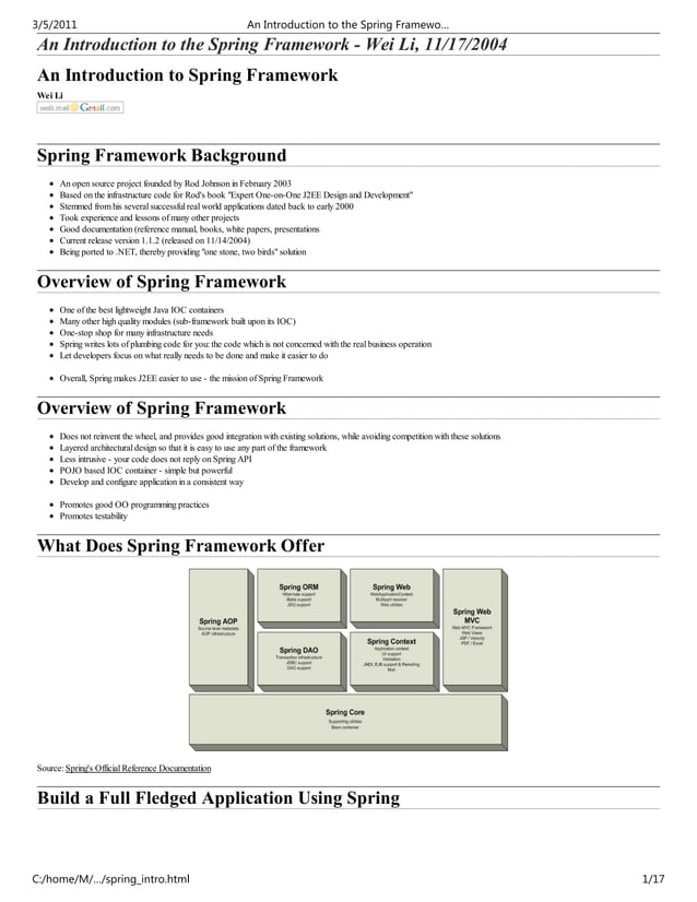 An introduction to the Spring Framework | PDF