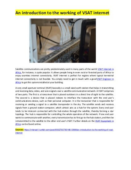 An introduction to the working of VSAT internet | PDF