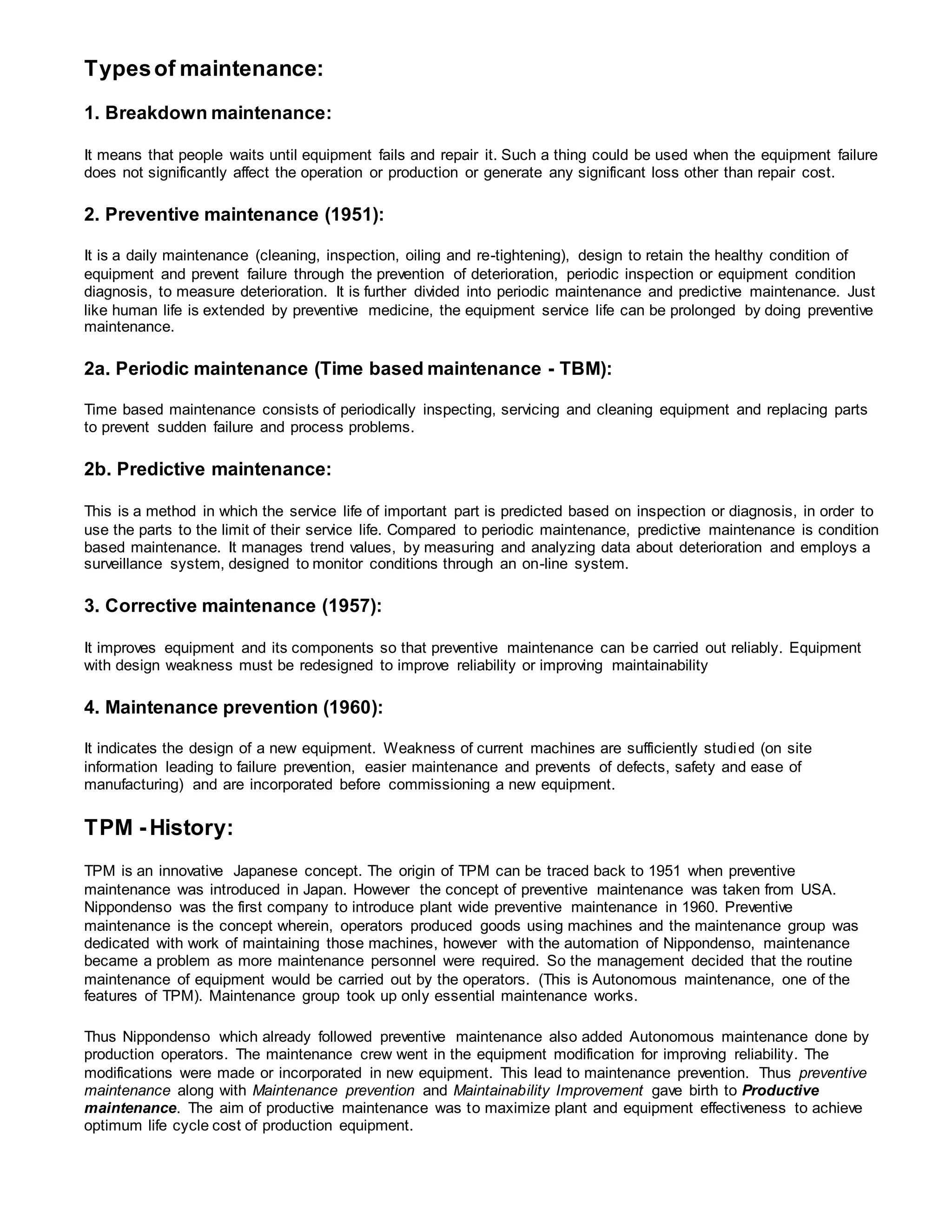Floyd's introduction to total productive maintenance | DOCX