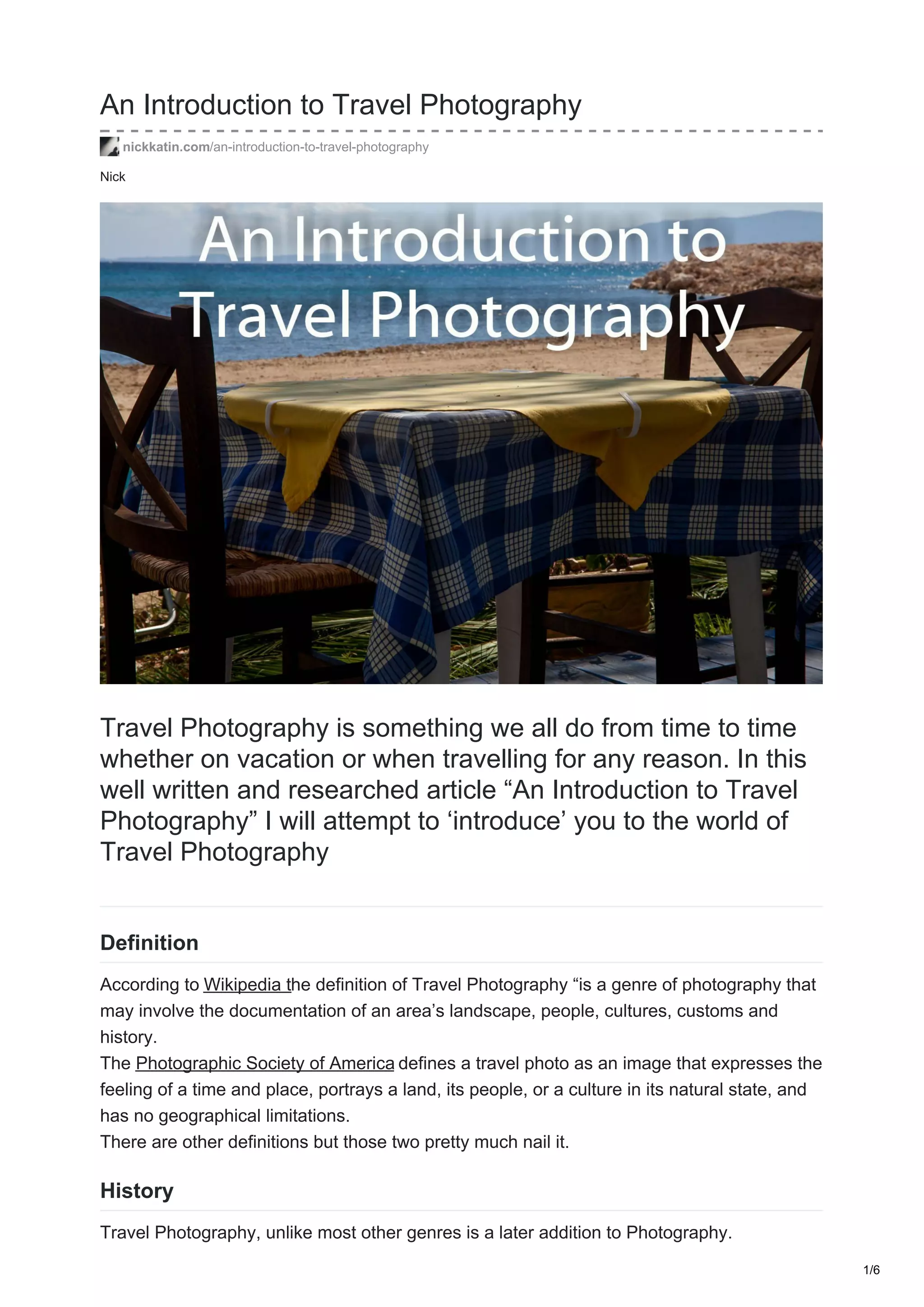 An Introduction to Travel Photography | PDF