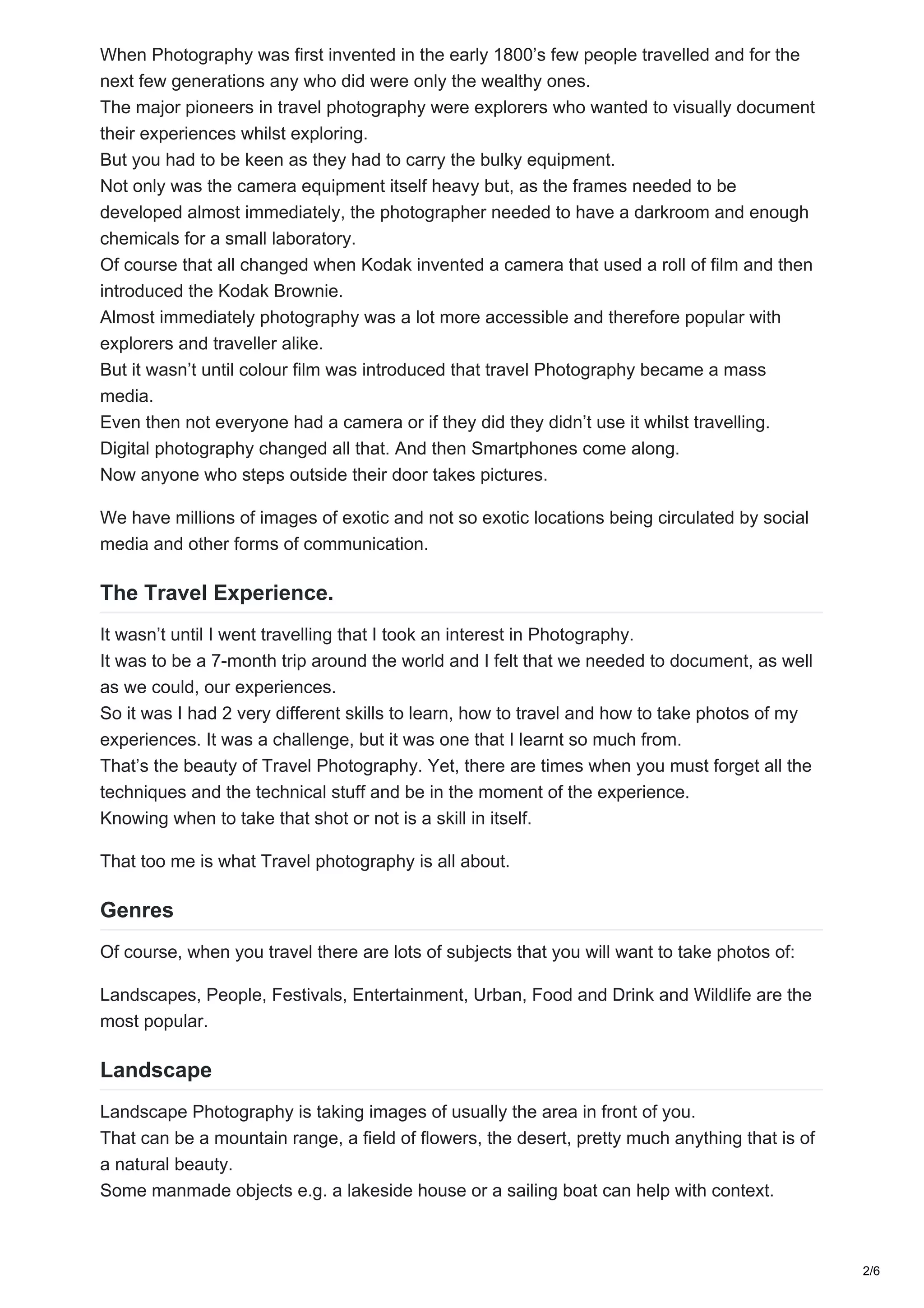 An Introduction to Travel Photography | PDF