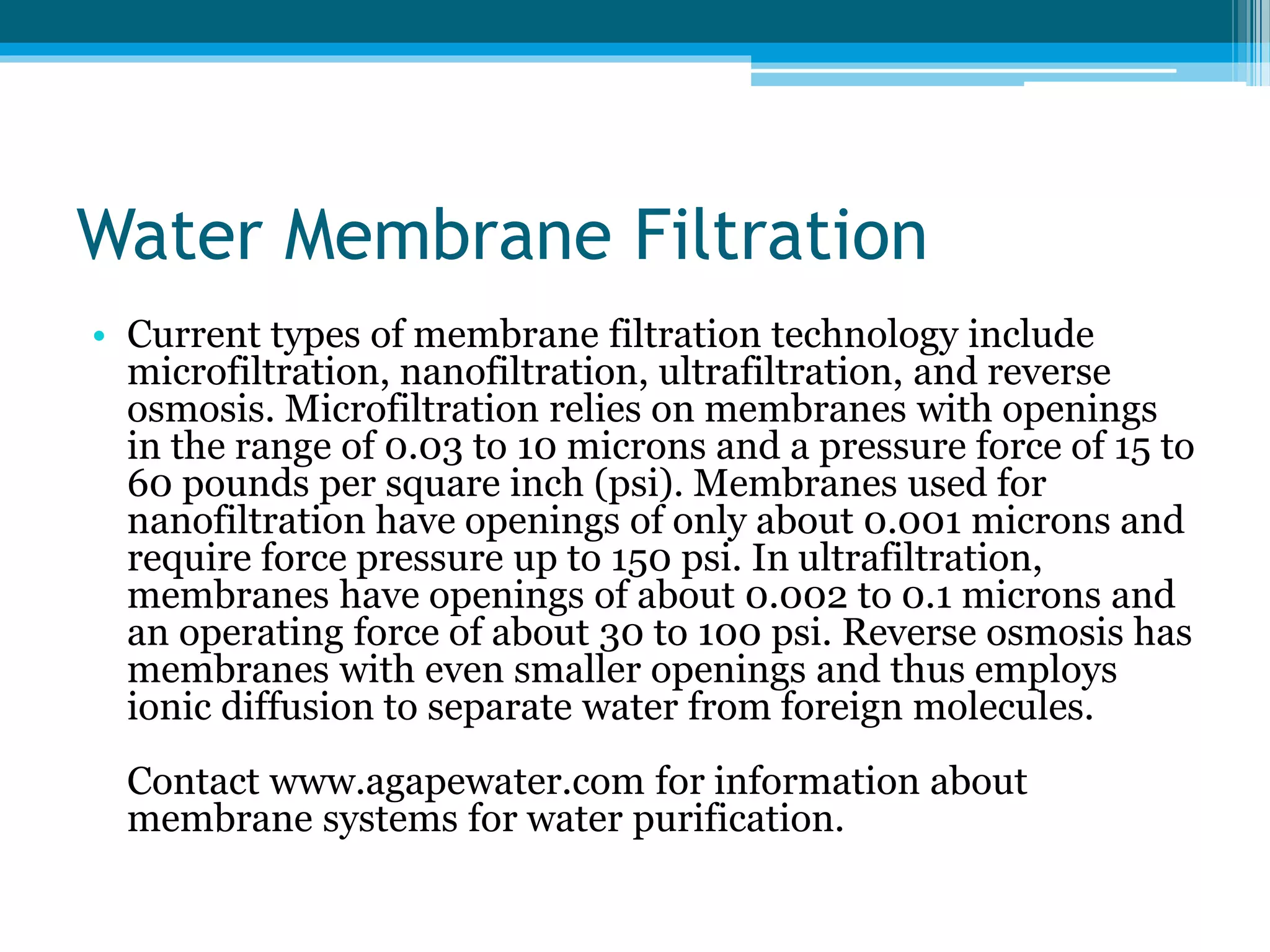 An Introduction to Types of Water Membrane Filtration | PPT
