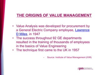 An introduction to value management | PPTX