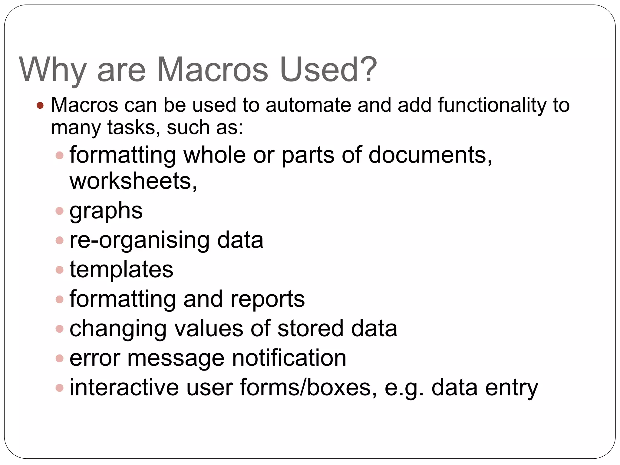 An Introduction To Vba And Macros Pptx Operating Systems Computer 1066