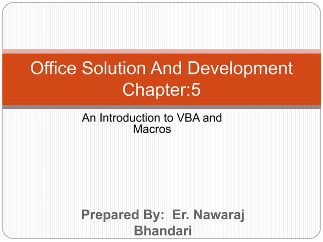 An Introduction To Vba And Macros Pptx Operating Systems Computer Software And Applications