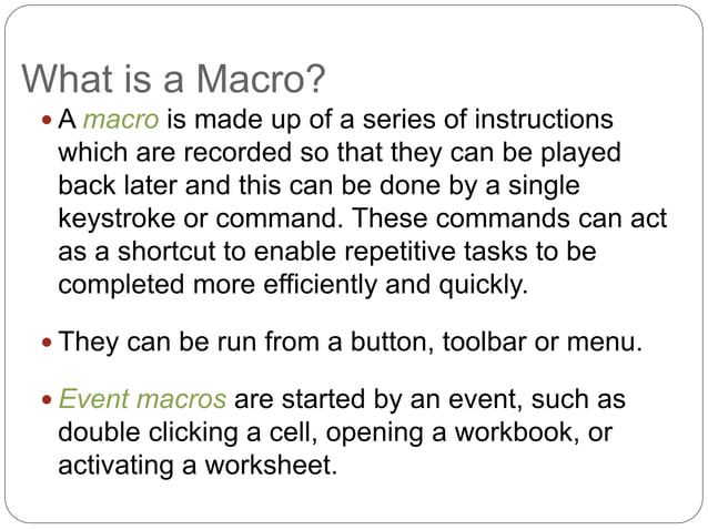 An Introduction To Vba And Macros Pptx Operating Systems Computer