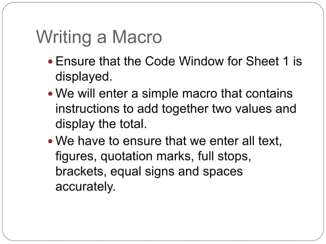 An Introduction To Vba And Macros Pptx Operating Systems Computer Software And Applications