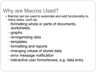An introduction to vba and macros | PPTX