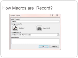 An introduction to vba and macros | PPTX