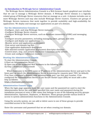 An introduction to weblogic console | PDF