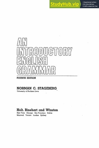 An Introductory English Grammar 4Th Edition By Norman C. Stageberg | PDF