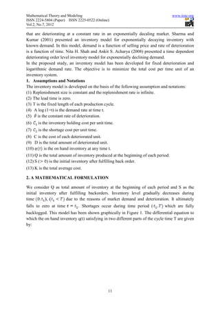 An inventory control model for fixed deterioration and logarithmic ...