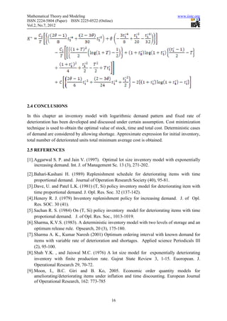 An inventory control model for fixed deterioration and logarithmic ...