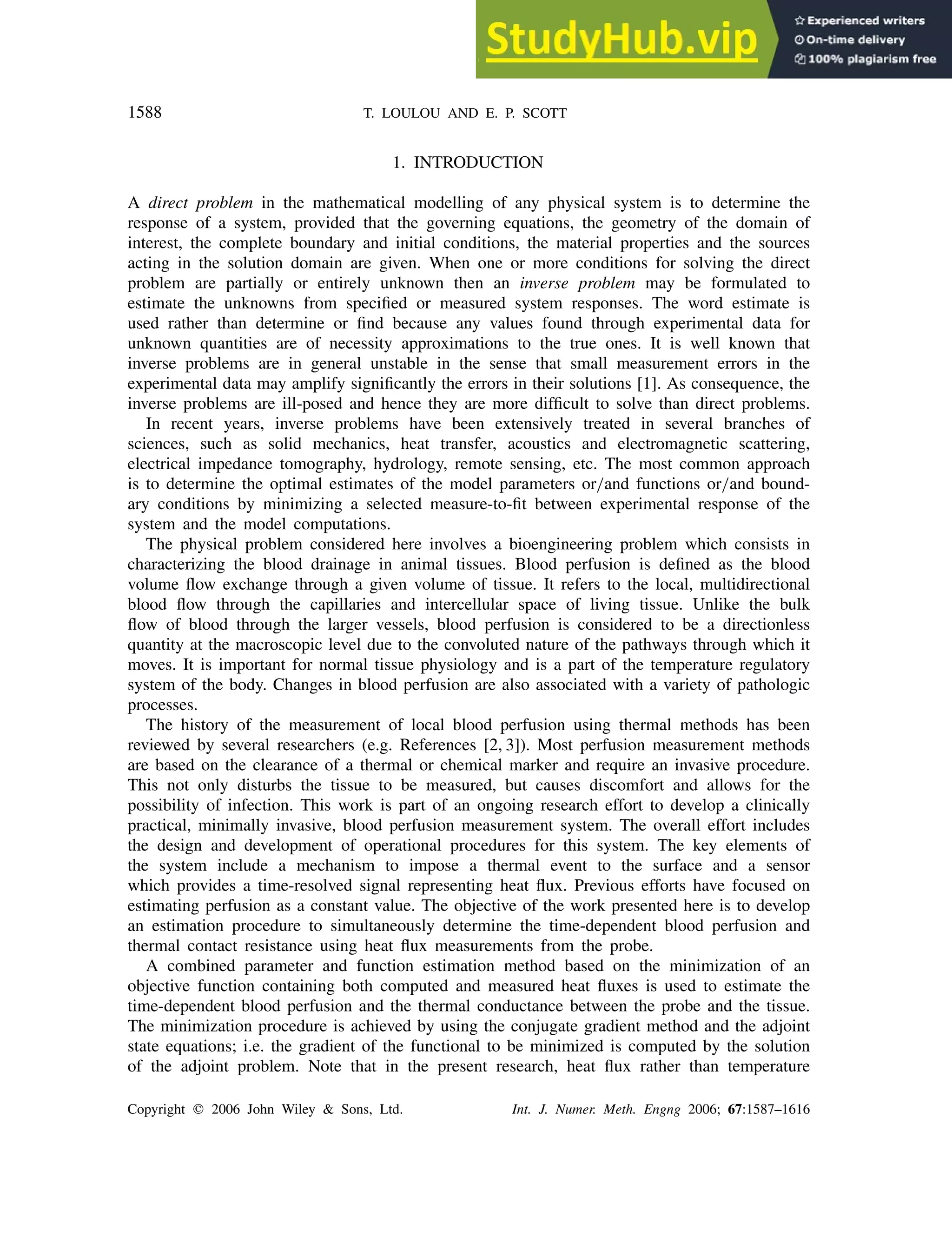 An Inverse Heat Conduction Problem With Heat Flux Measurements | PDF