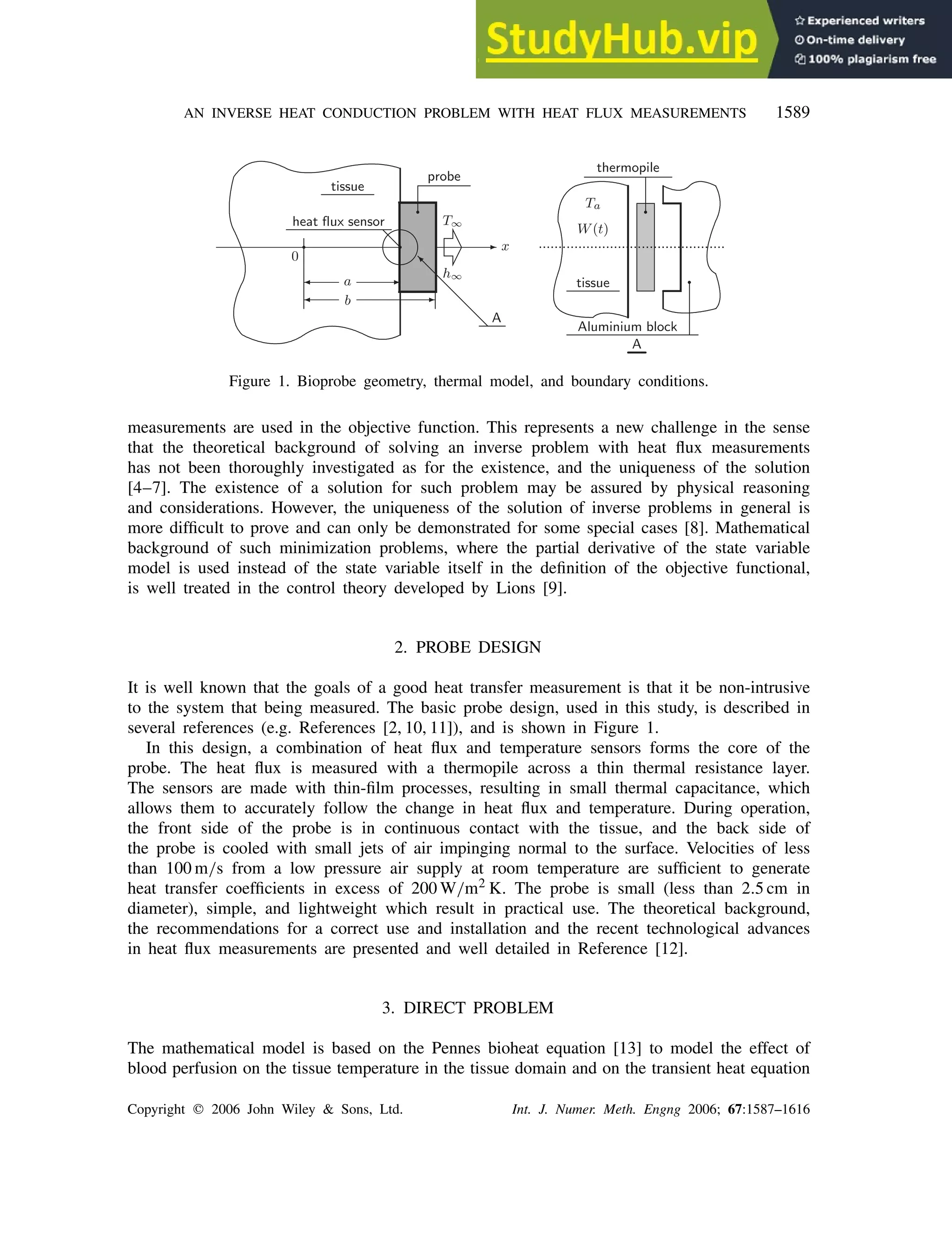 An Inverse Heat Conduction Problem With Heat Flux Measurements | PDF
