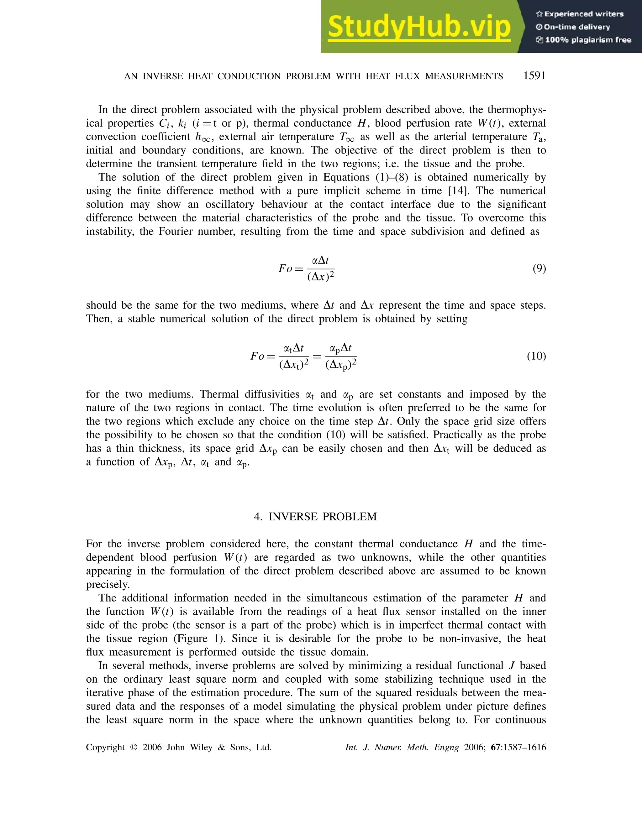An Inverse Heat Conduction Problem With Heat Flux Measurements Pdf