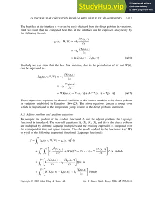 An Inverse Heat Conduction Problem With Heat Flux Measurements | PDF