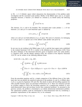 An Inverse Heat Conduction Problem With Heat Flux Measurements | PDF