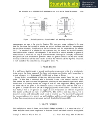 An Inverse Heat Conduction Problem With Heat Flux Measurements | PDF