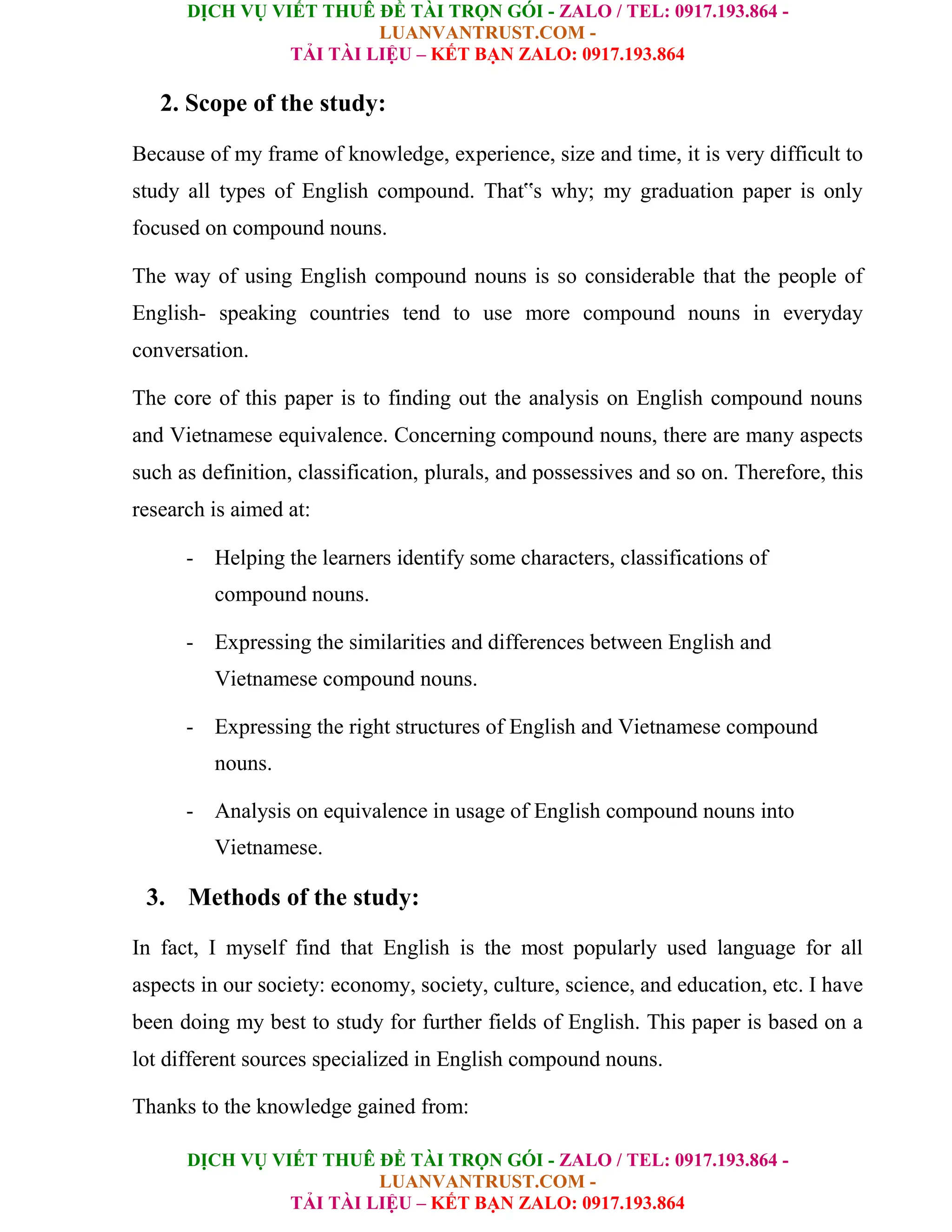 An Investigation Into Analysis English Compound Nouns And Vietnamese ...