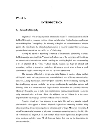 An investigation into idiomatic expressions containing numbers in ...