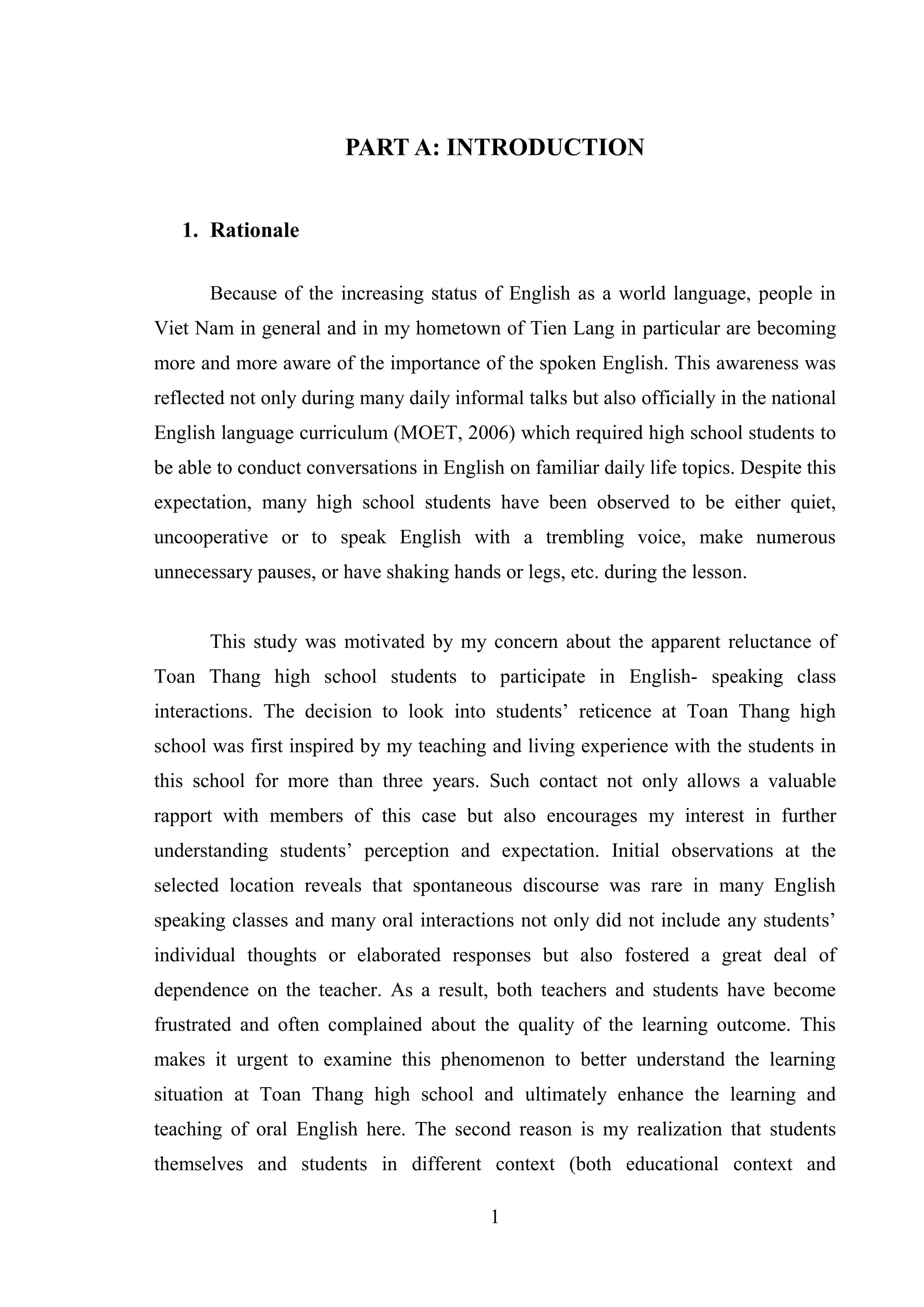 An investigation into students’ reticence in English Speaking lessons ...