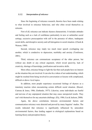 An investigation into students’ reticence in English Speaking lessons ...