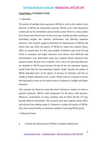 An Investigation Into The Characteristics Of Multiple-Choice On The ...
