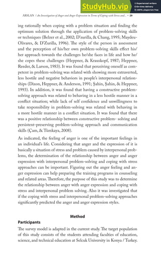 An Investigation Of Anger And Anger Expression In Terms Of Coping With ...