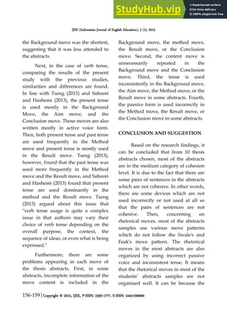 An Investigation Of Cohesion And Rhetorical Moves In Thesis Abstracts | PDF