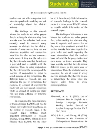 An Investigation Of Cohesion And Rhetorical Moves In Thesis Abstracts | PDF