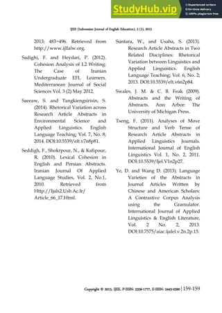 An Investigation Of Cohesion And Rhetorical Moves In Thesis Abstracts | PDF